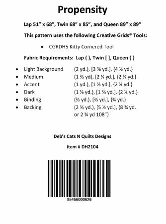 Propensity Quilt Pattern by Deb Heatherly Click for fabric requirement ...